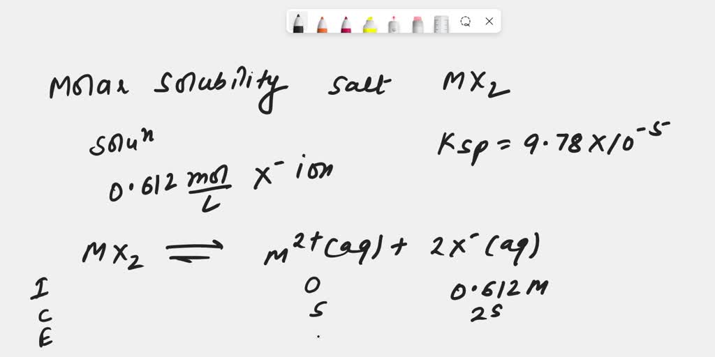 SOLVED: Calculate the molar solubillty for the salts in the follow ...