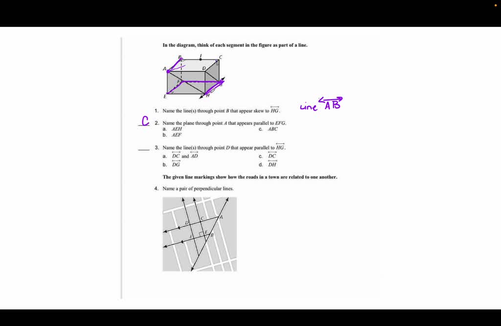 SOLVED: "In the 'diagram, think of each segment in the figure #S part of # line: Name the line(s ...