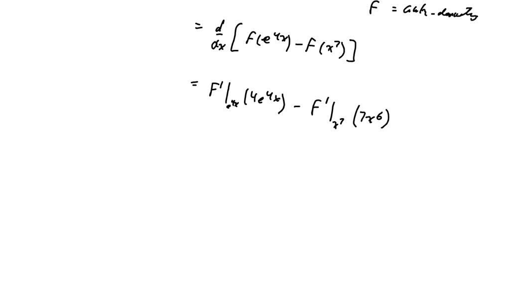 SOLVED: Calculate the derivative (d)/(d x)∫x^7^e^4 xln (t) d t using ...