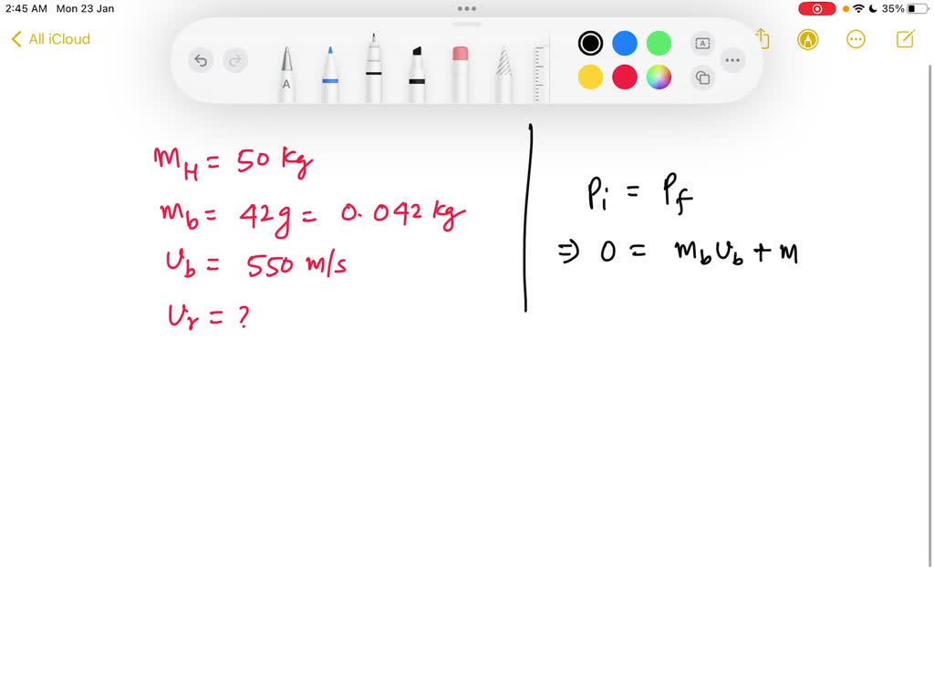 A 50 kg hunter; standing on frictionless ice , shoots 42 g bullet ...