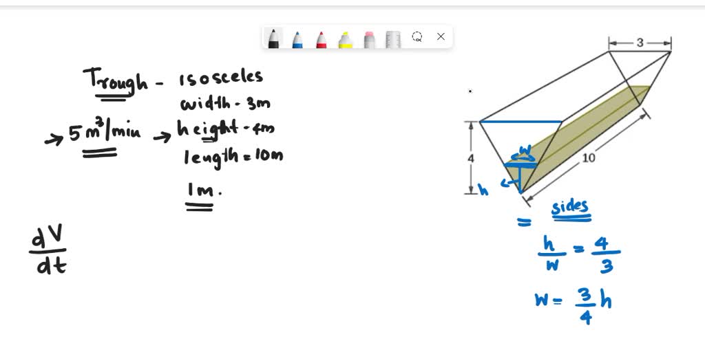 SOLVED: Atroughhas ends shaped like isosceles triangles with width ...
