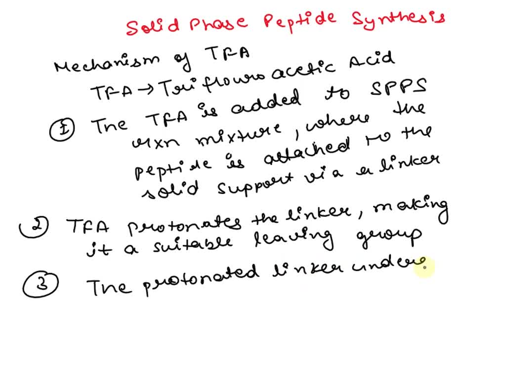 SOLVED: (Solid Phase Peptide Synthesis) What is the mechanism of TFA ...