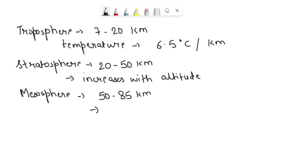 SOLVED: What is the approximate height (altitude) and temperature of the troposphere ...