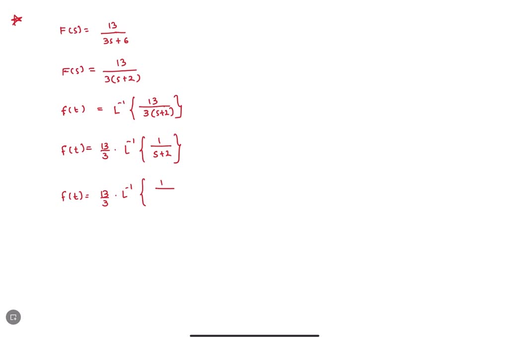 SOLVED: Use the transforms in the table below to find the inverse Laplace transform of the ...