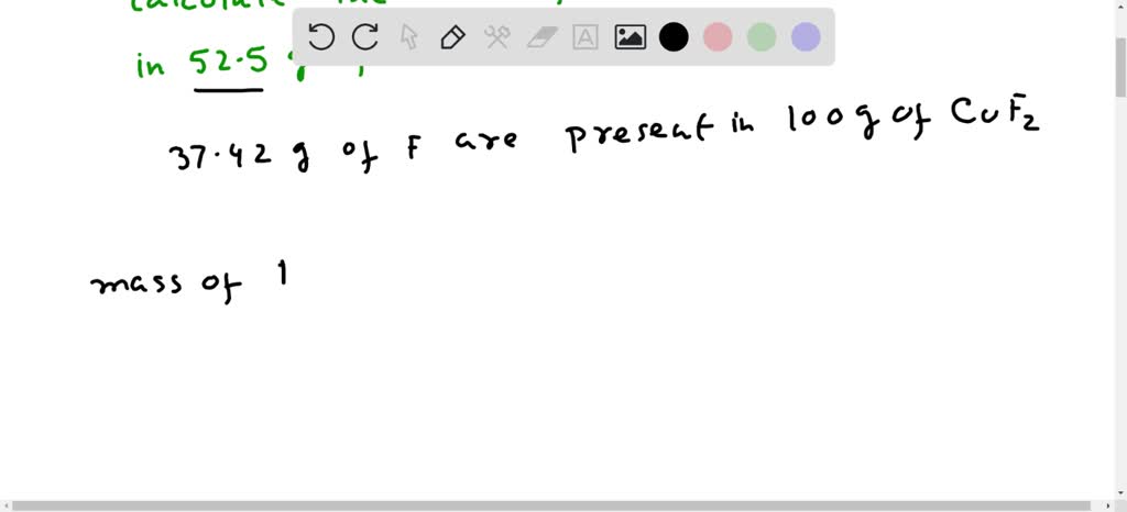 SOLVED: Copper(II) fluoride contains 37.42% F by mass. Use the ...