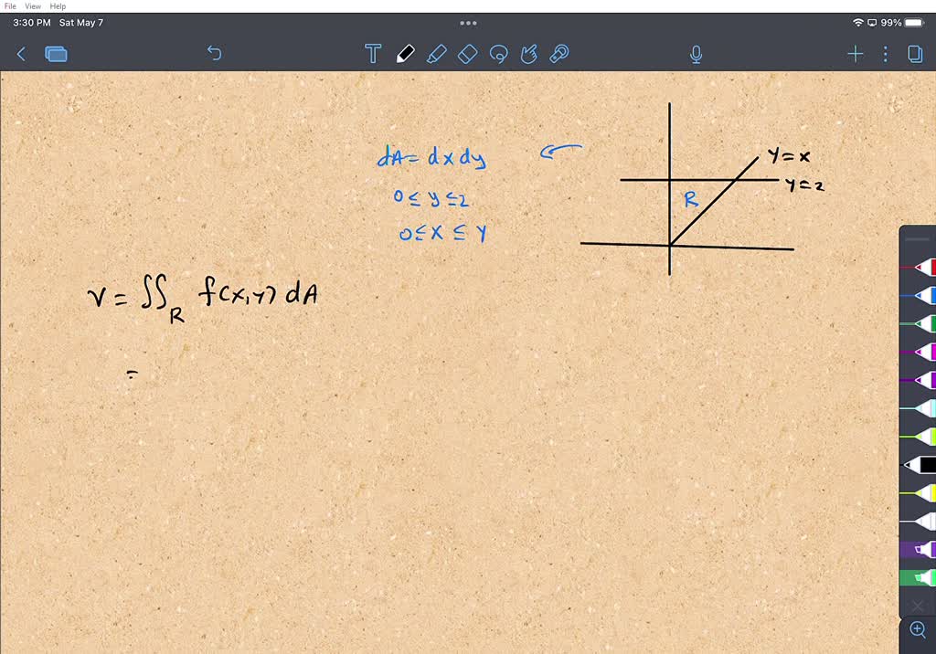 SOLVED: Use a double integral to find the volume of the indicated solid.