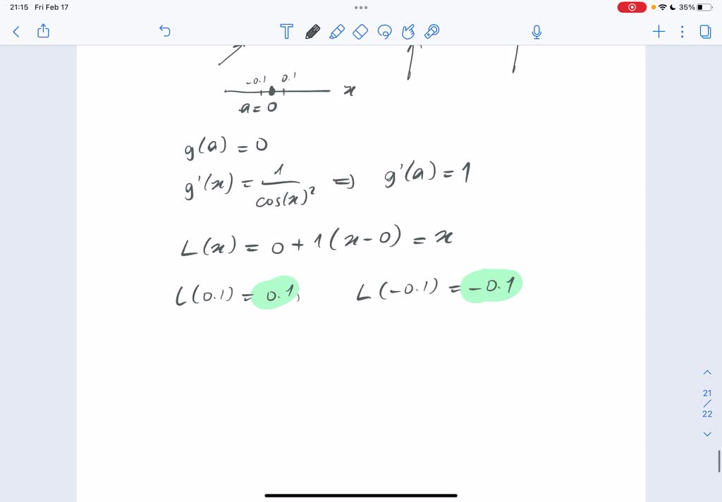 SOLVED: Linear approximations (a) Find the linear approximation of the function g(x) = tan(x) at ...