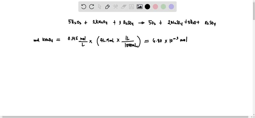SOLVED: A solution of hydrogen peroxide, H2O2, is titrated with ...