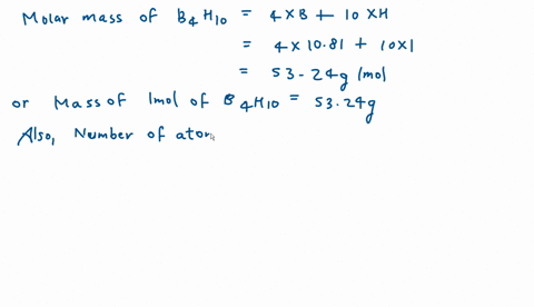 Calculate the mass of tetraborane (B4H10) that contains a billion (1. ...