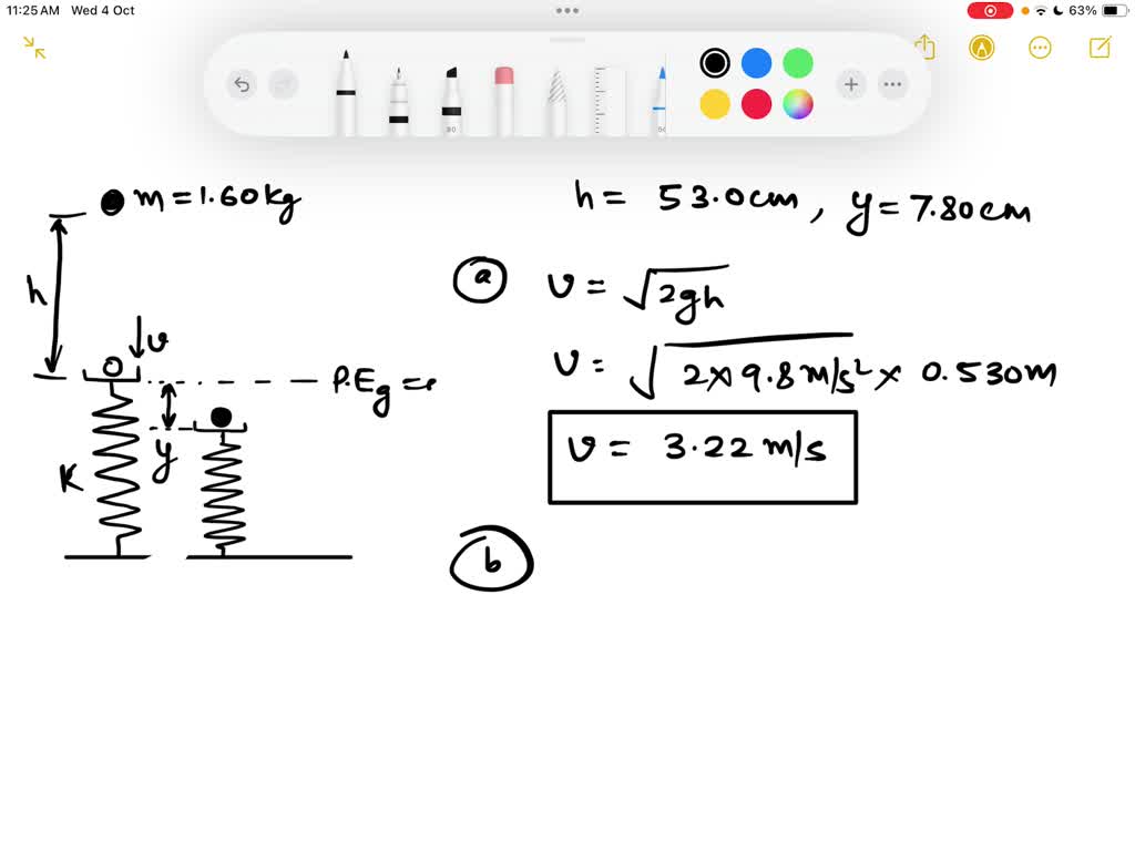 SOLVED: A ball of mass m = 1.60 kg is released from rest at a height h = 53.0 cm above a light ...