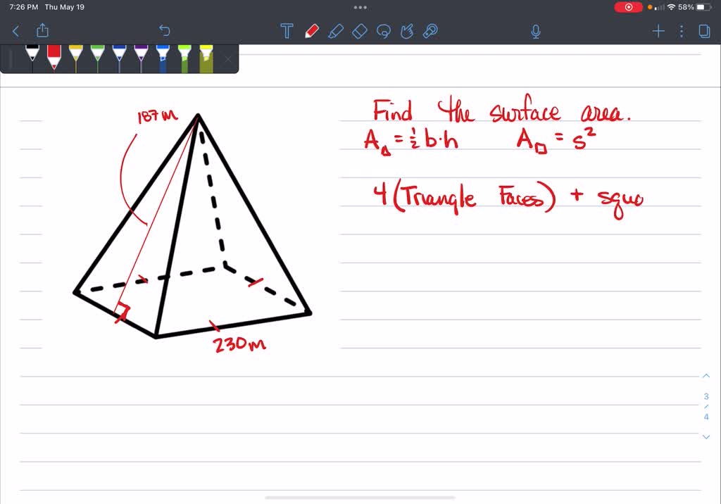 SOLVED: The Great Pyramid in Giza, Egypt, is a square pyramid. The ...
