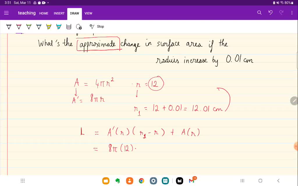 SOLVED: The radius of a sphere is 12cm. What is the approximate change ...