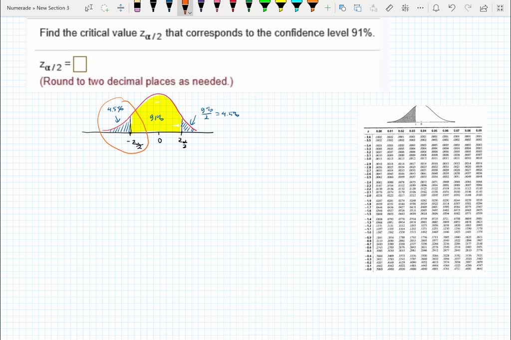 SOLVED: Find the critical value Za /2 that corresponds to the ... SOLVED: Find the critical value Za /2 that corresponds to the ...