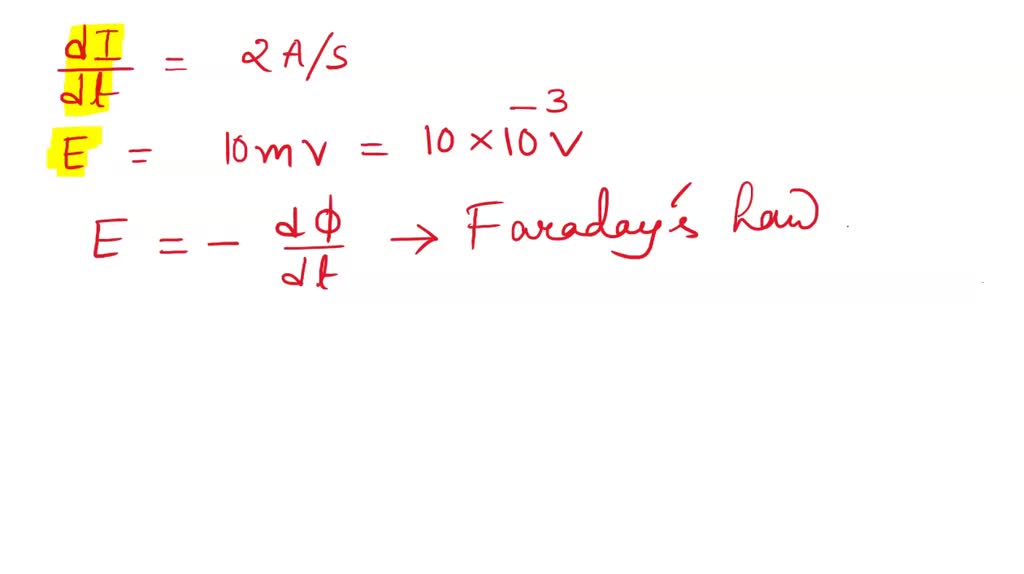 SOLVED: IF the rate of change of current of 2A/s induces an emf of 1OmV ...