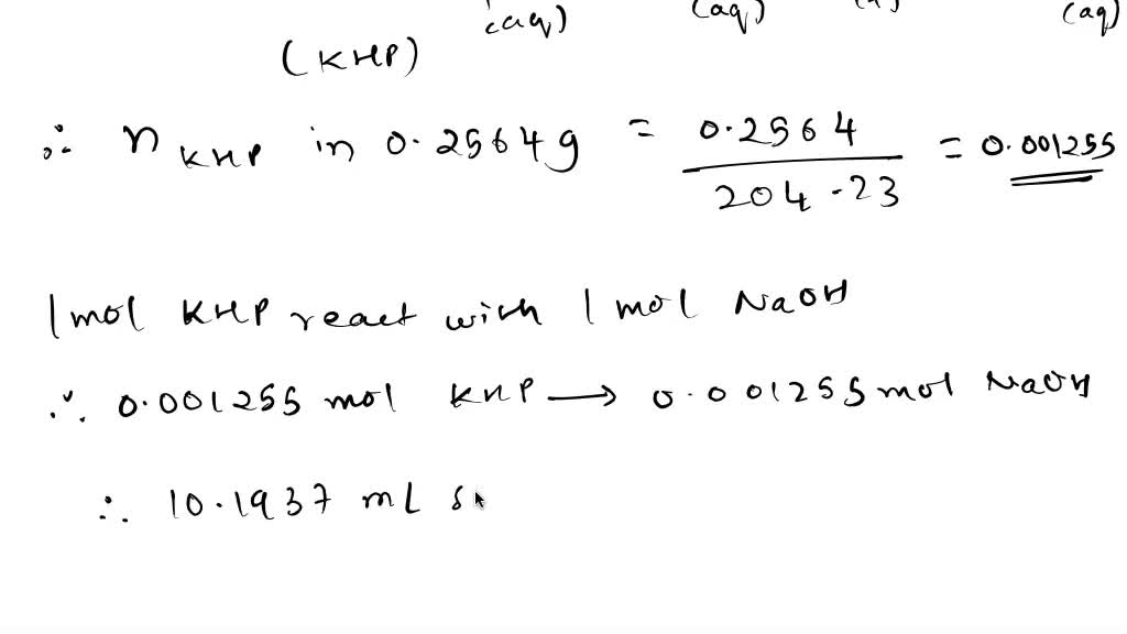 Solved In An Acld Base Titration Experlment 0 1 M Naoh Solution Was Standardized By Using 0