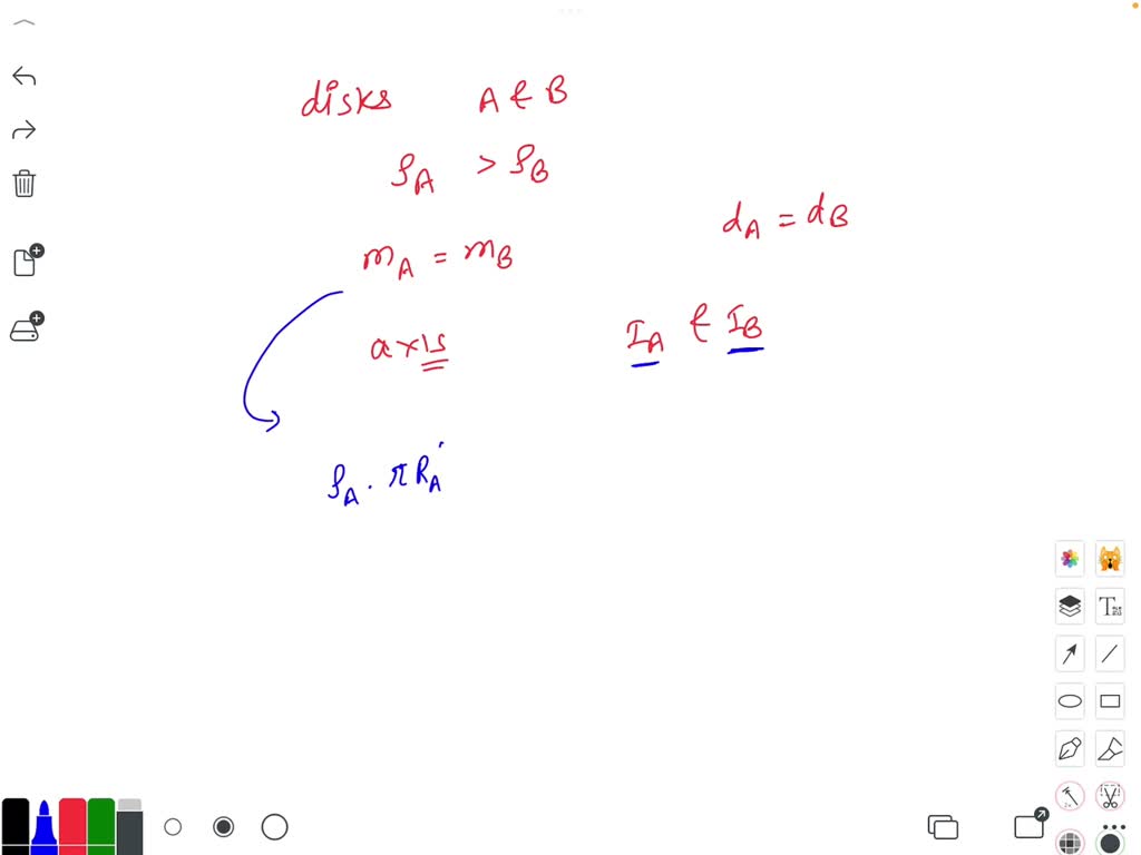 SOLVED: The densities of the two homogeneous disks A and B are pA and pB, respectively. pA>pB ...