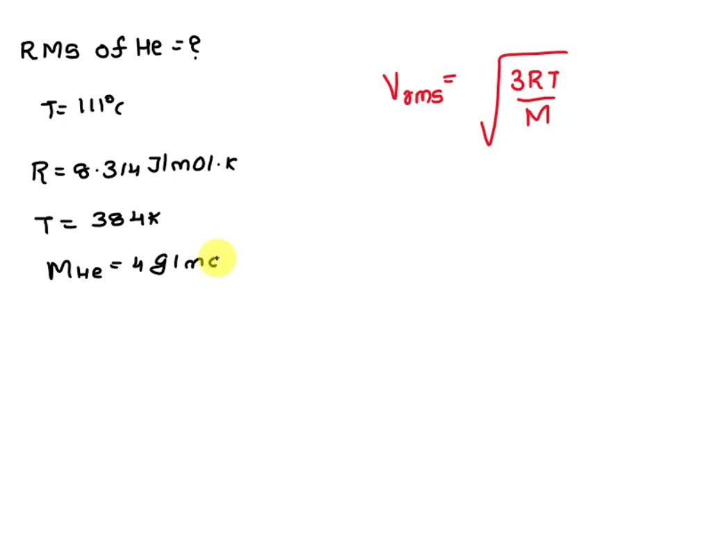 SOLVED: Express the root mean square speed of a gas in terms of pressure and (mass-) density of ...