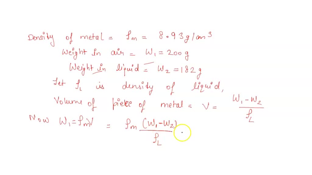 SOLVED What Is The Specific Gravity Of The Metal If The Piece Of