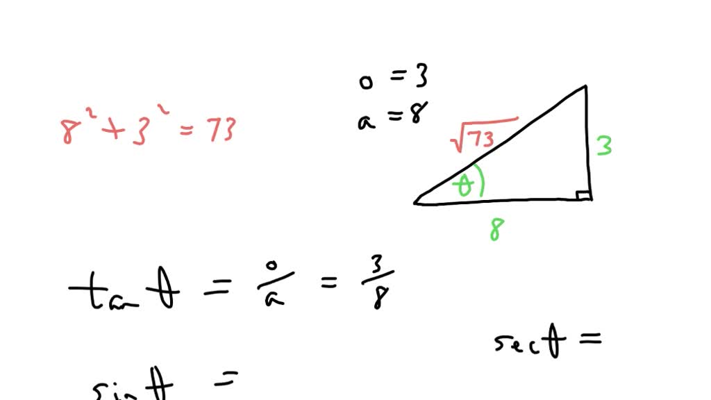 SOLVED: Find tan0, sin0, and sec0, where 0 is the angle shown in the figure. Give exact values ...