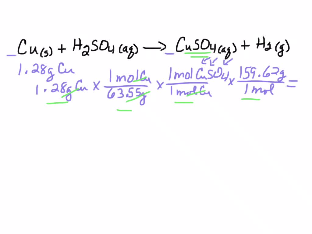 SOLVED: Copper, on reacting with concentrated H2SO4, produces copper(II ...