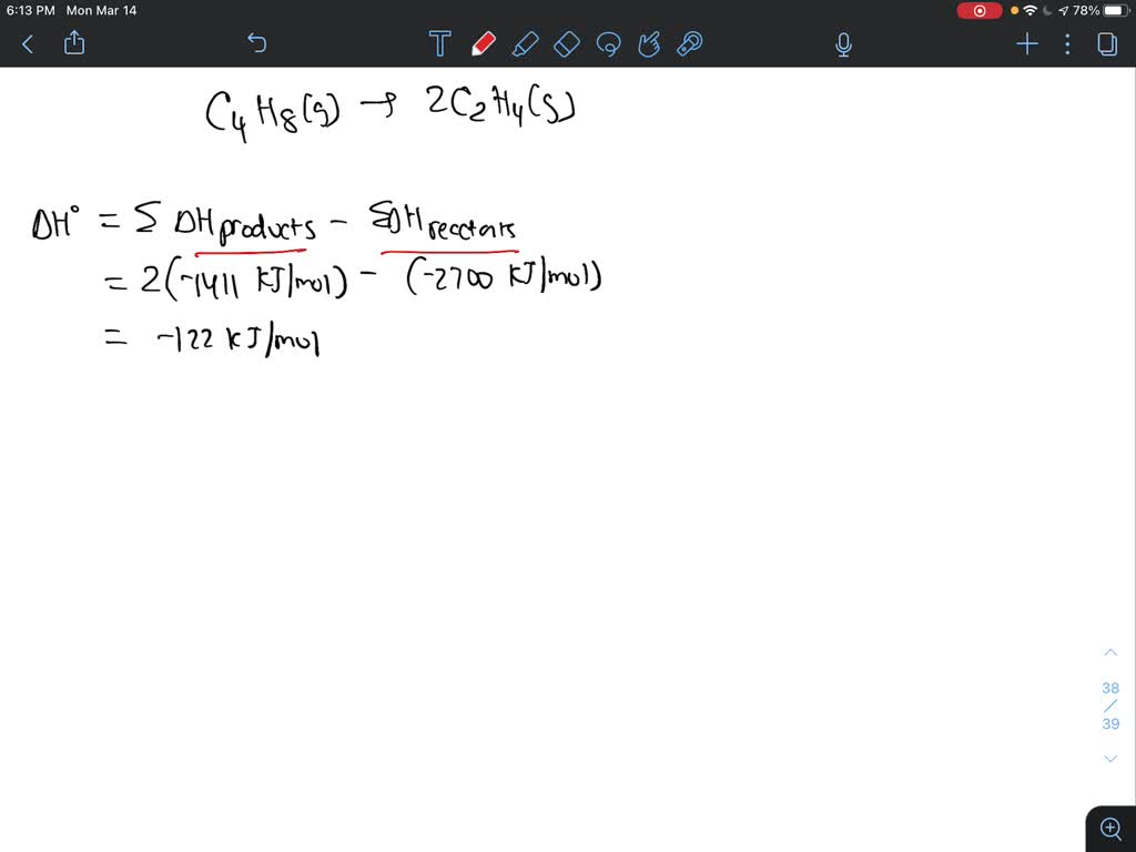 Solved The Standard Enthalpies Of Combustion Δh°comb Of C6h6 G And