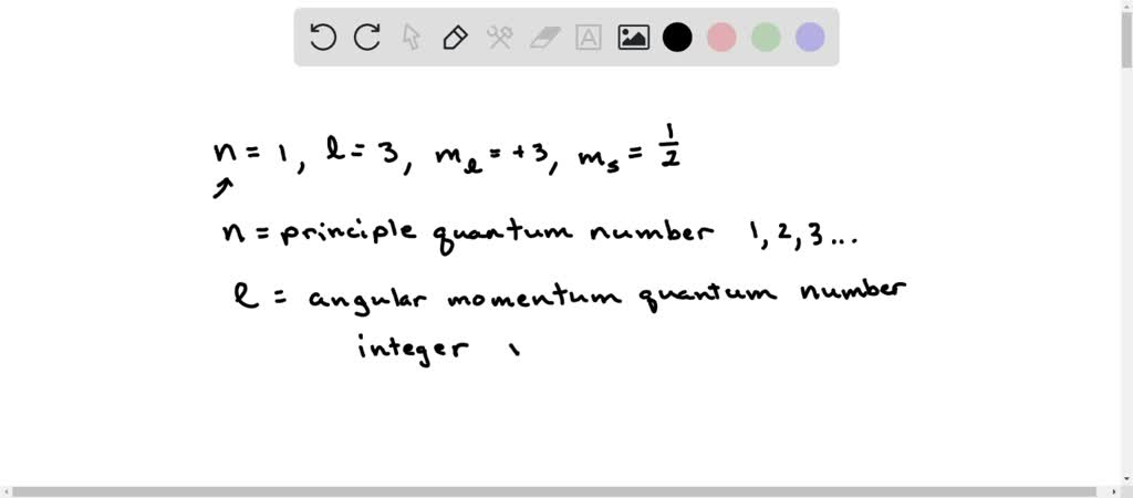 SOLVED: Explain why each of the following sets of quantum numbers would ...