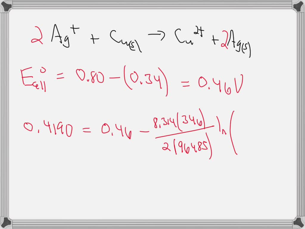 SOLVED: A galvanic cell using Cu+ / Cu and Cu2+ / Cu was set up at 313 ...