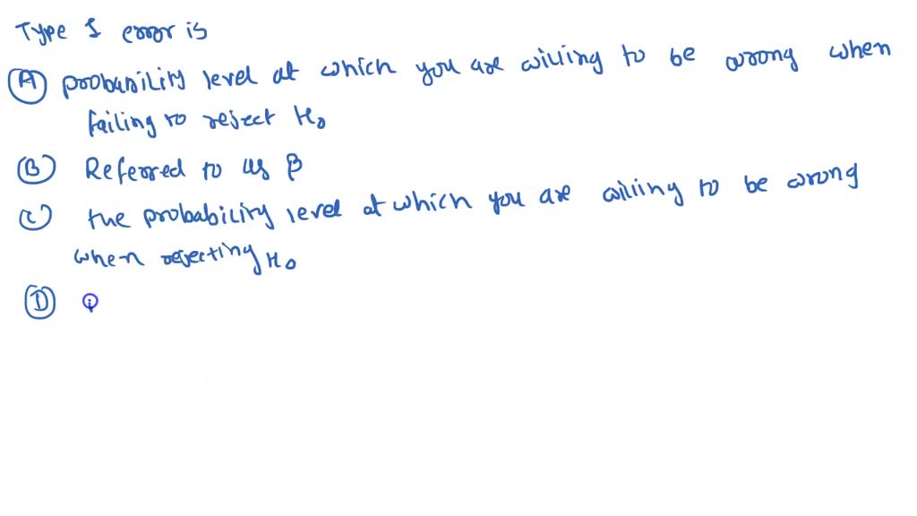 SOLVED: The probability of not rejecting HO when H1 is true is equal to ...