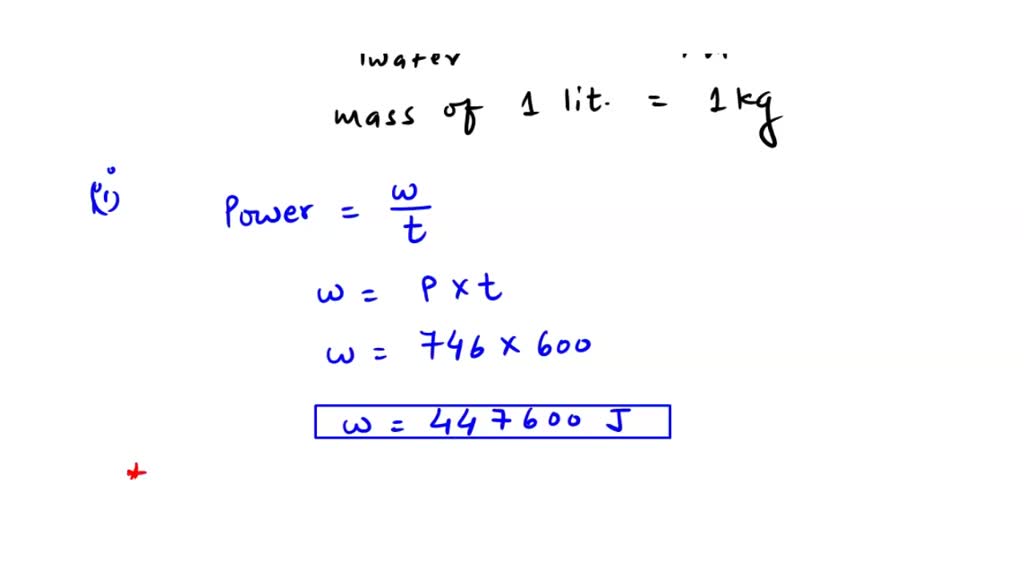 An electric motor of 1hp is used to run water pump. The water pump ...