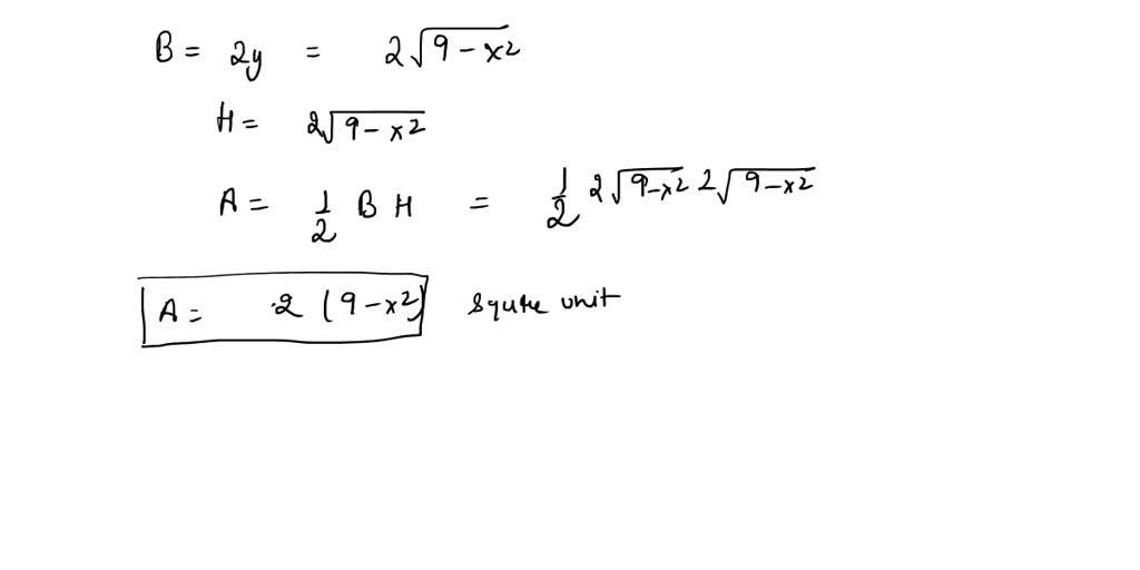 SOLVED: Find the volume of the solid whose base is the circle x2 + y2 = 9 and the cross sections ...