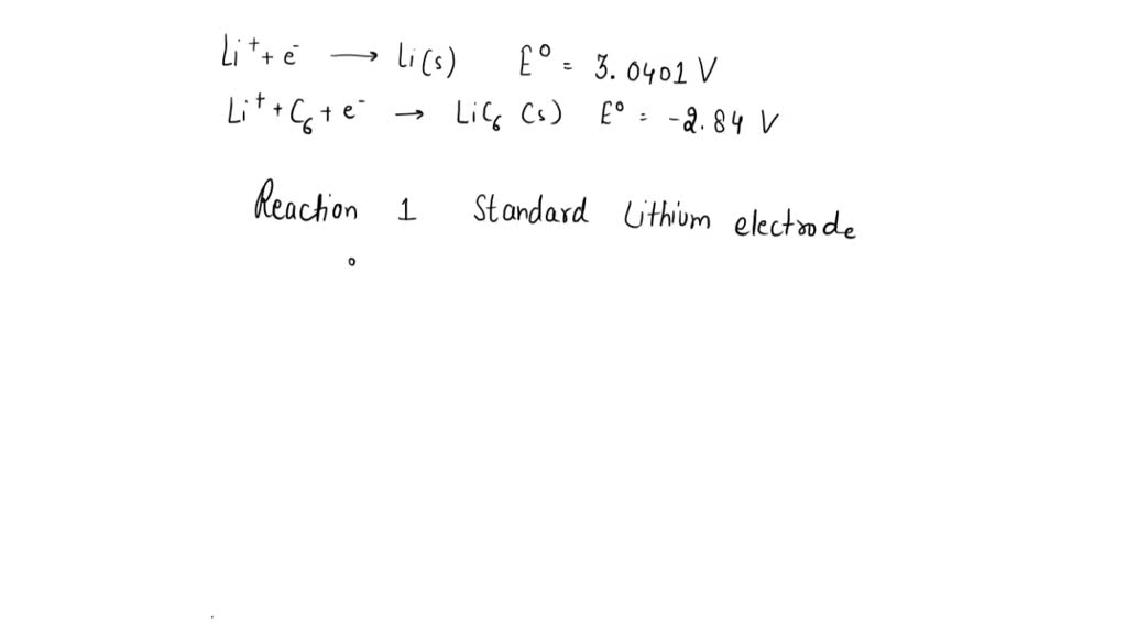 SOLVED: The standard electrode potential (SEP) of Li/Li+ electrode is V ...