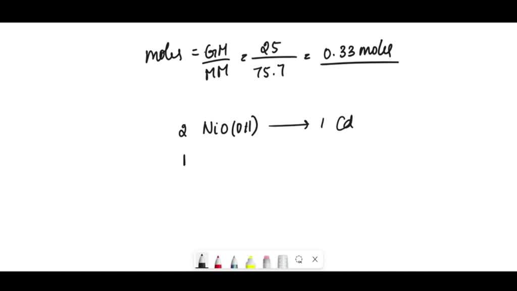 SOLVED: The discharge reaction for a nickel-cadmium battery can be ...
