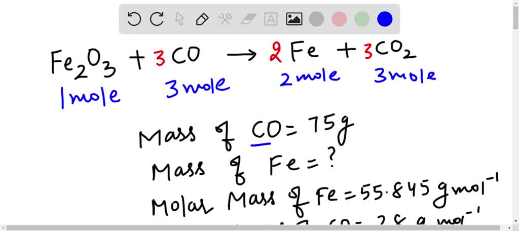 SOLVED: What mass of Fe can be produced by the reaction of 75.0 g CO ...