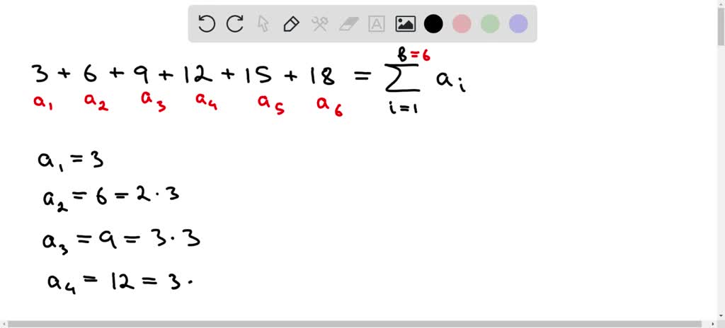 Solved Write The Sum In Summation Notation Using The Given Lower Bound 3 6 9 12 15 18