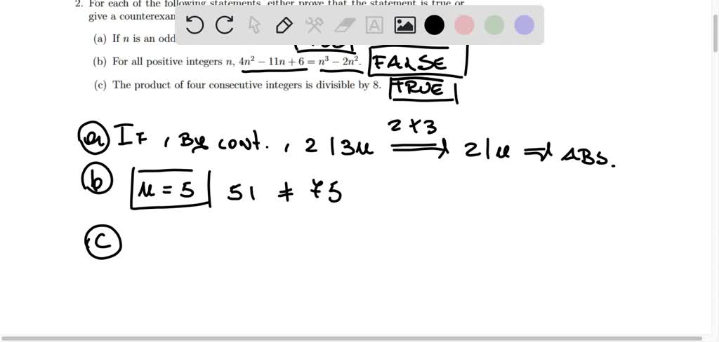 SOLVED: 2. For each of the following, use a counterexample to prove the statement is false. (a ...