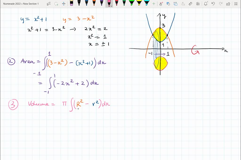 SOLVED: (10 pts) Consider the region enclosed by y = 1? + 1 and Y =3 12 ...