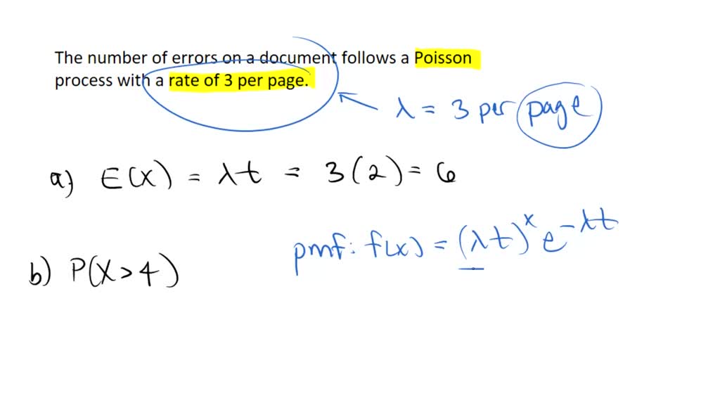 SOLVED: 4) The number of typing errors made by a typist is a Poisson process with the rate of ...