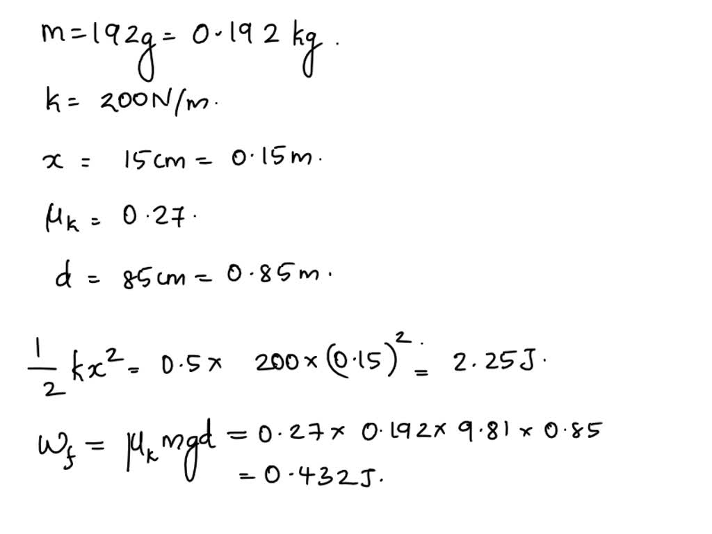 A 192 g block is launched by compressing a spring of constant k = 200 N ...