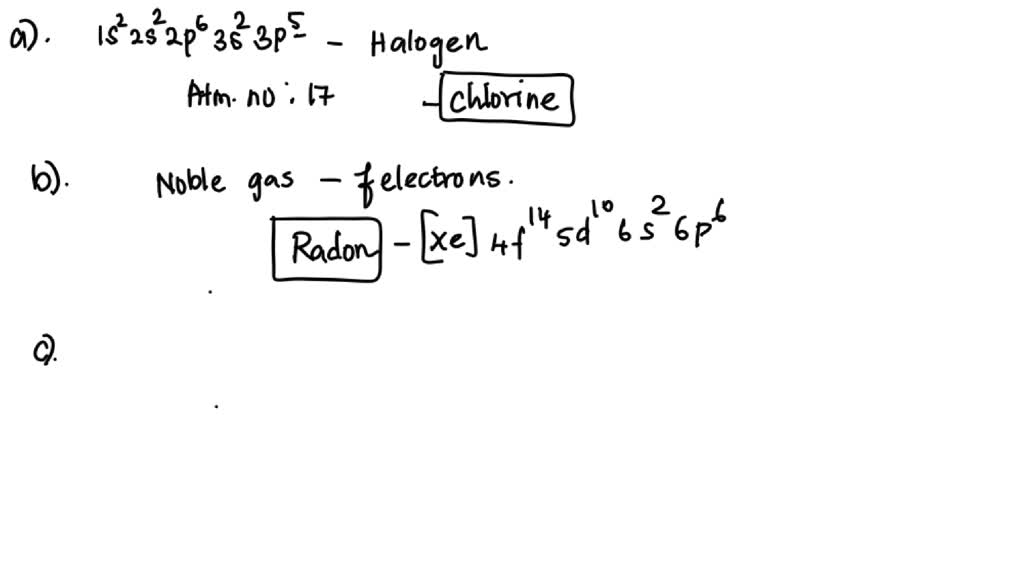 SOLVED: 5. Without using a periodic table or any other references, fill ...