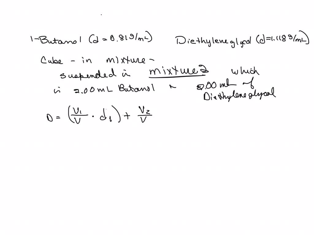 SOLVED: RY - DENSITY OF 1-Butanol TlON LABORATORY Reevaluate your density calculation. There ...