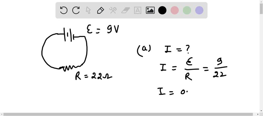 SOLVED: A single-loop circuit consists of a 9.0 V battery and a 22 Q2 resistor. How much current ...