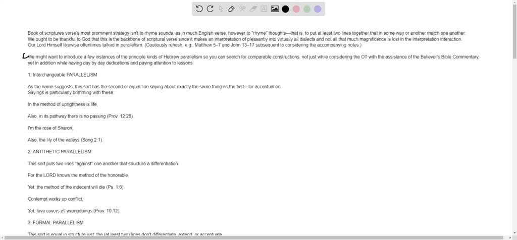 SOLVED: Parallelism is one of the key identifying factors for Hebrew ...