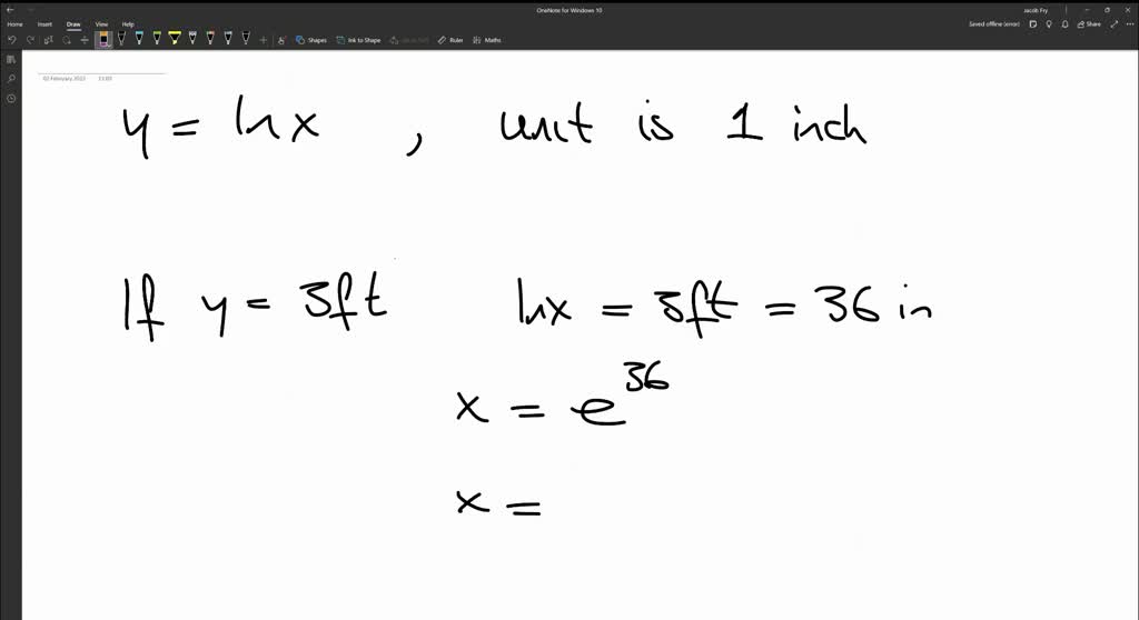 SOLVED: Suppose that the graph of y = ln x is drawn on a coordinate grid where the unit of ...