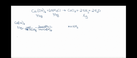 if 85 g of nh4cl reacts with 130 g of caoh according to the following ...