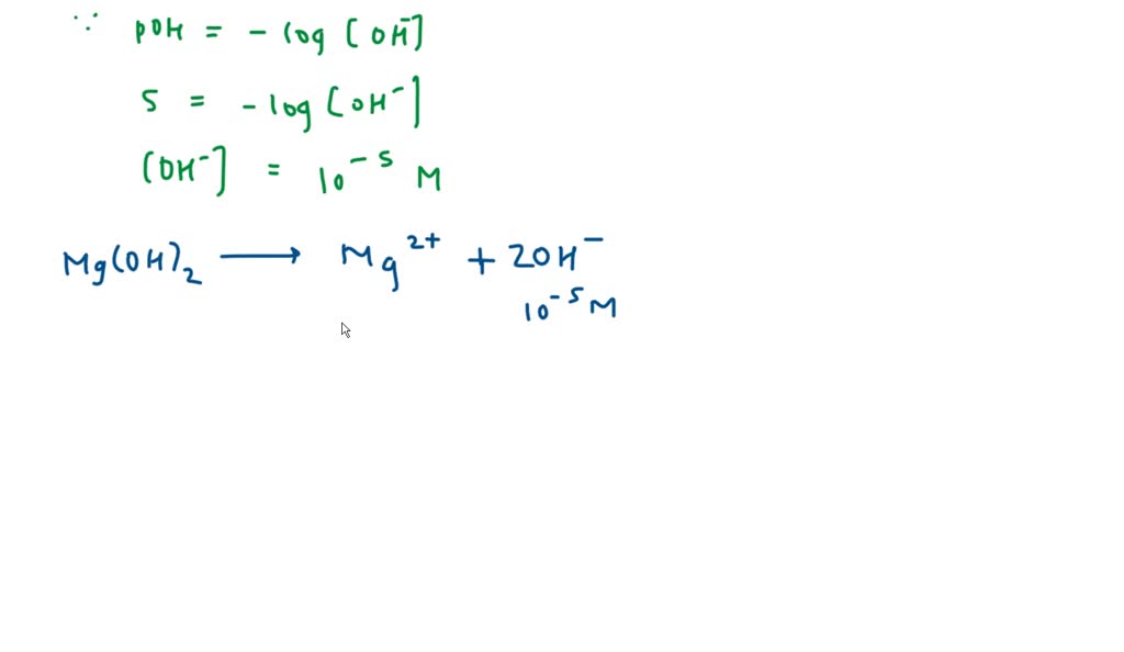 SOLVED: A saturated Mg(OH)2 solution has pH=9. Ksp value of Mg(OH)2 at ...