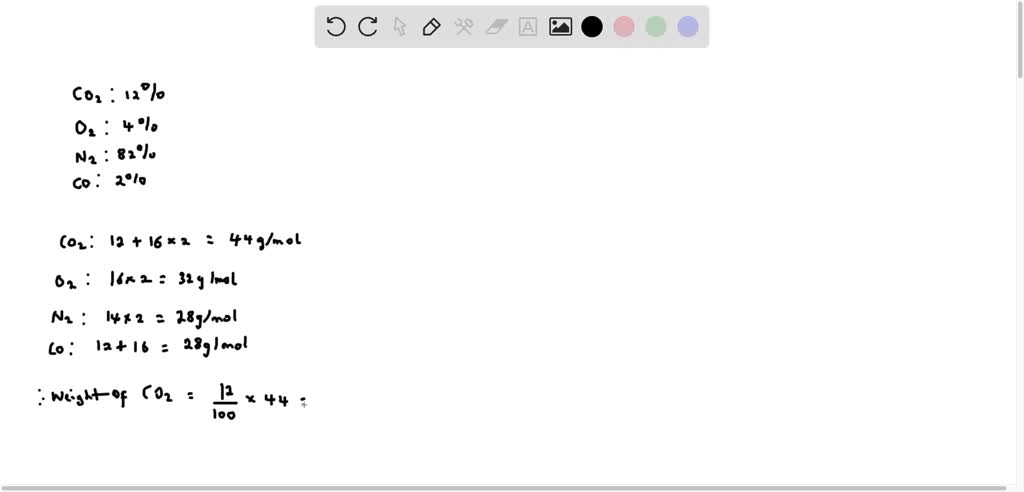 SOLVED: A volumetric analysis of a gas mixture is as follows: CO2: 12% ...