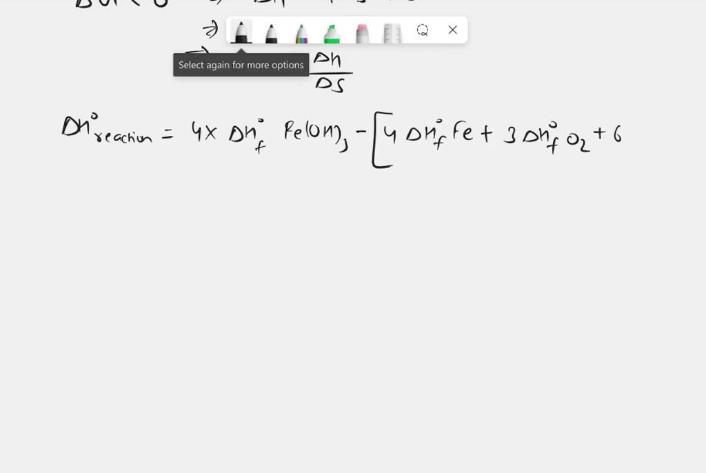Solved The Reaction 4fe S 3o2 G 6h2o L â† 4fe Oh 3 S Is