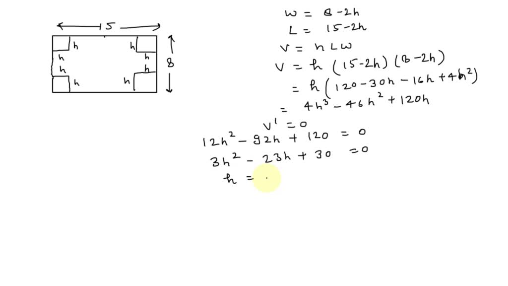 SOLVED: You are planning to make an open rectangular box from an 8 -in ...