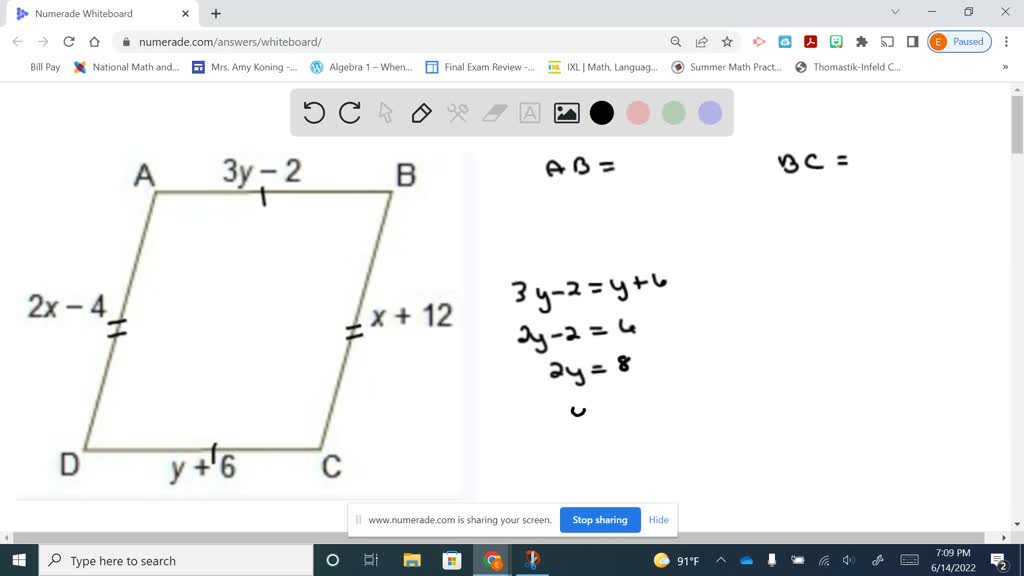 SOLVED: For the parallelogram shown below, find the length of line (OB). Given: lengths OA-a, OC ...