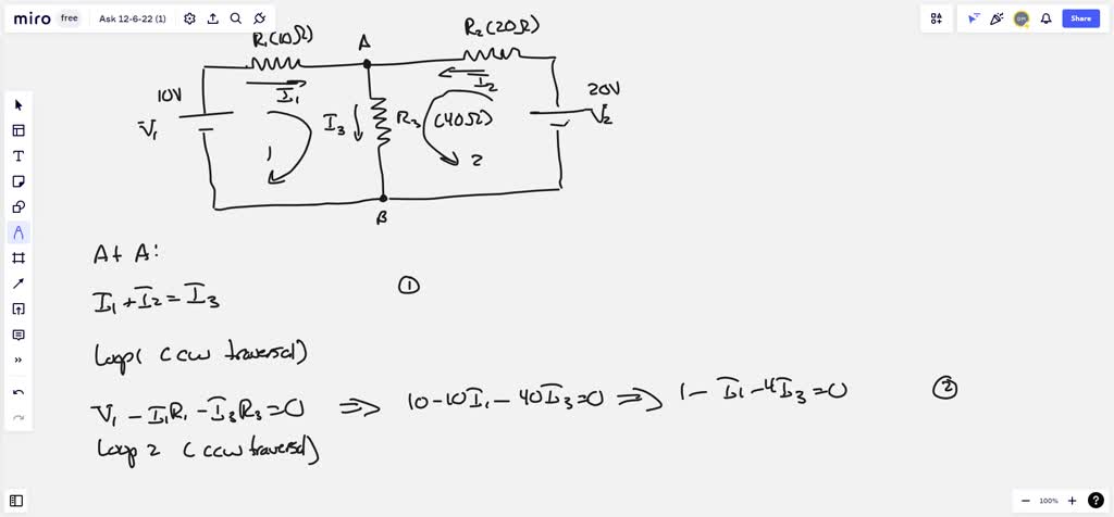 SOLVED: Problem 5: Solve the circuit problem shown below for the unknown currents. Start by ...